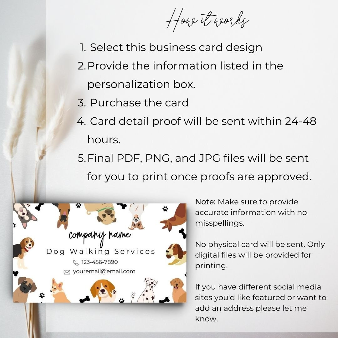 Dog Walker Business Card, Pet Sitting Business, Pet Boarding, Animal ...