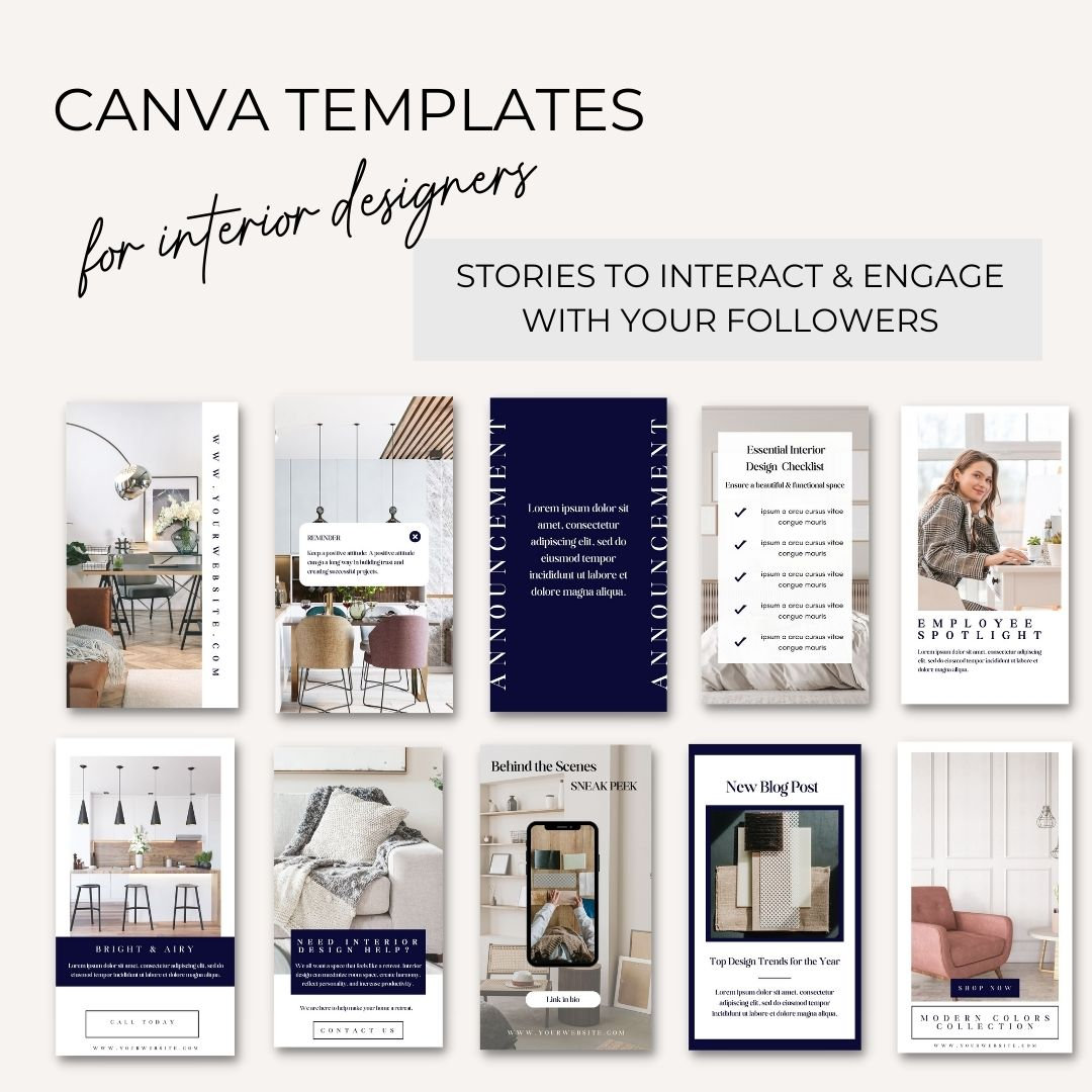 Interior Design Social Media Templates: Canva Posts & Stories (digital ...