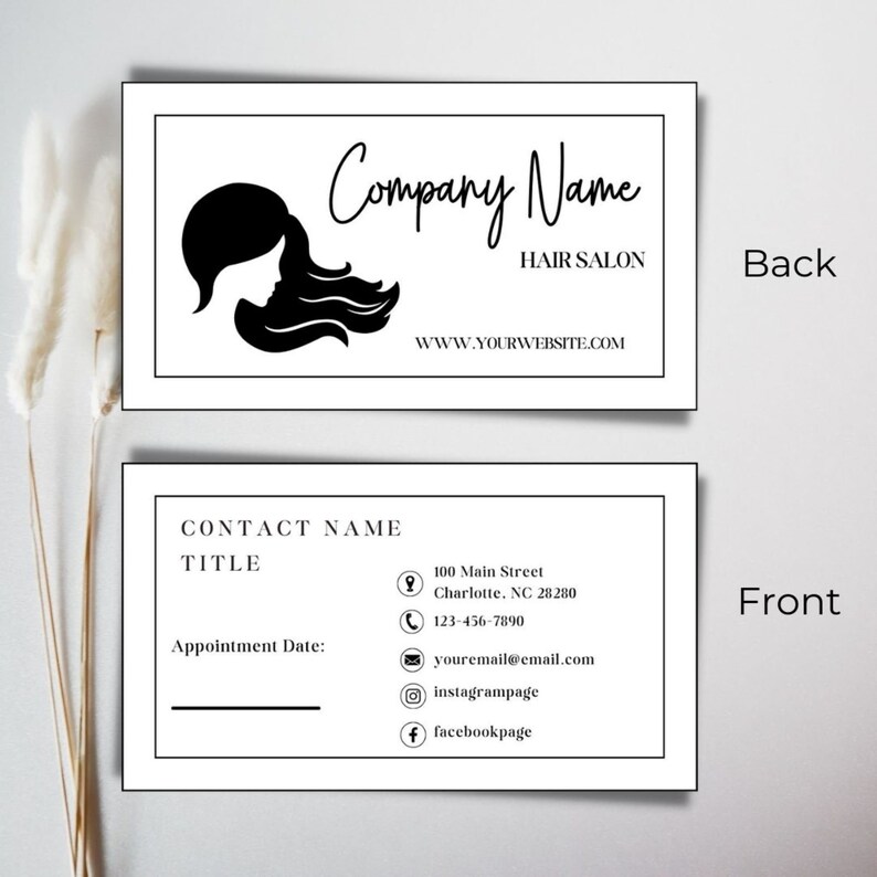 Hair Salon Card, Hair Business Card, Hair Stylist Card, Salon Business ...