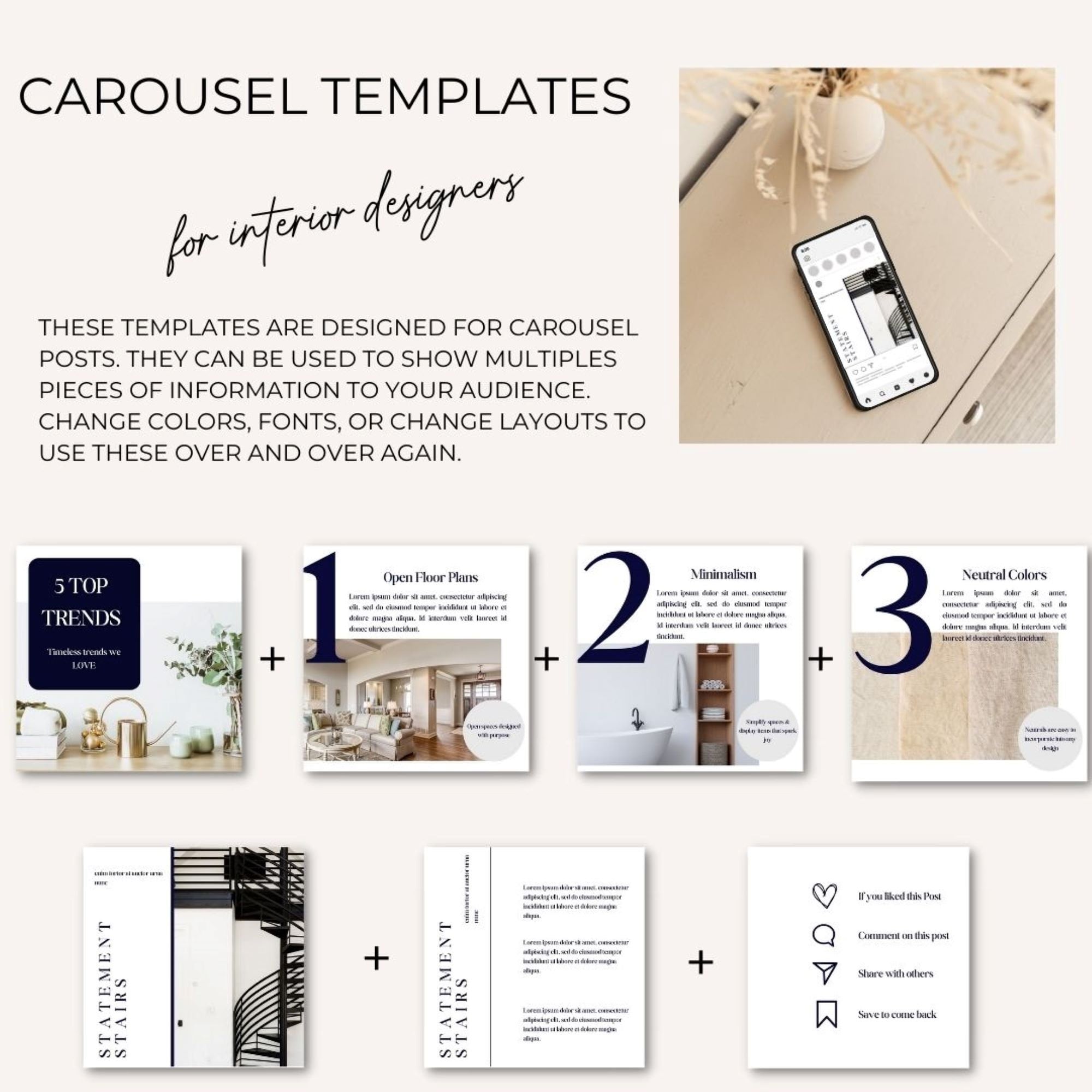 Interior Design Carousel Templates Interior Designer Post - Etsy