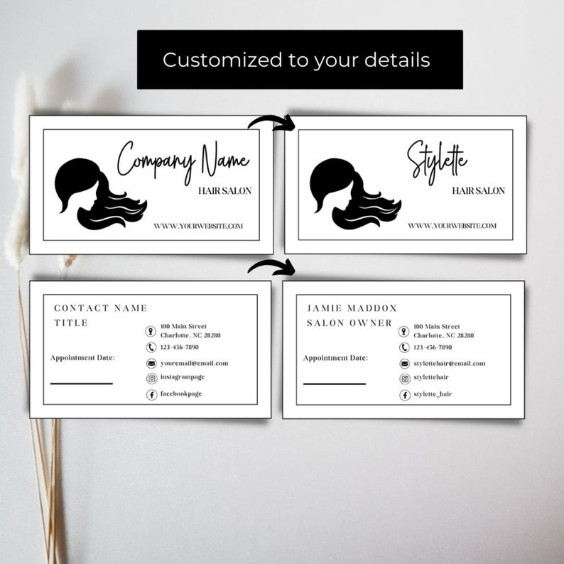 Hair Salon Card, Hair Business Card, Hair Stylist Card, Salon Business ...