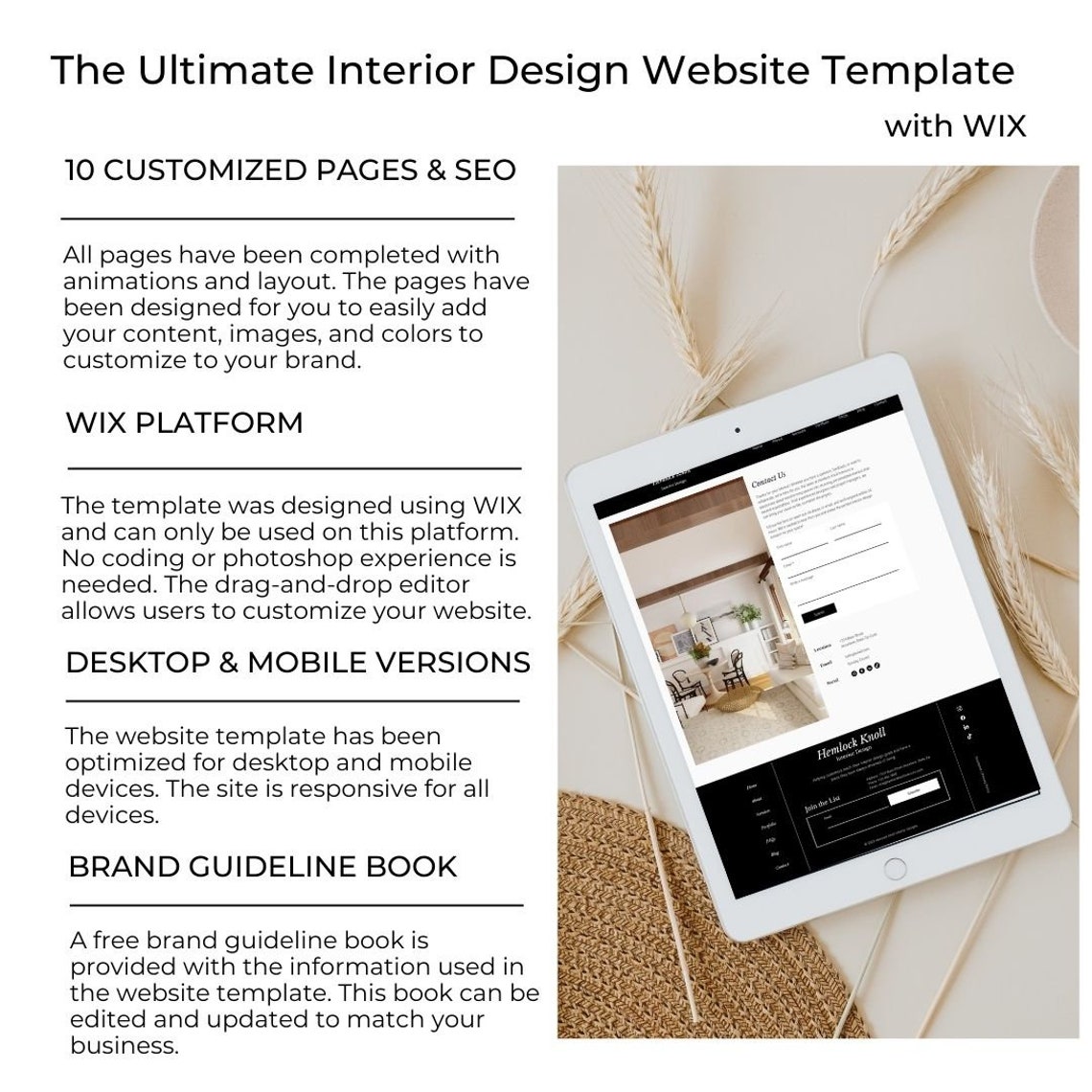 Wix Website Template for Interior Design Businesses, Interior Designer ...