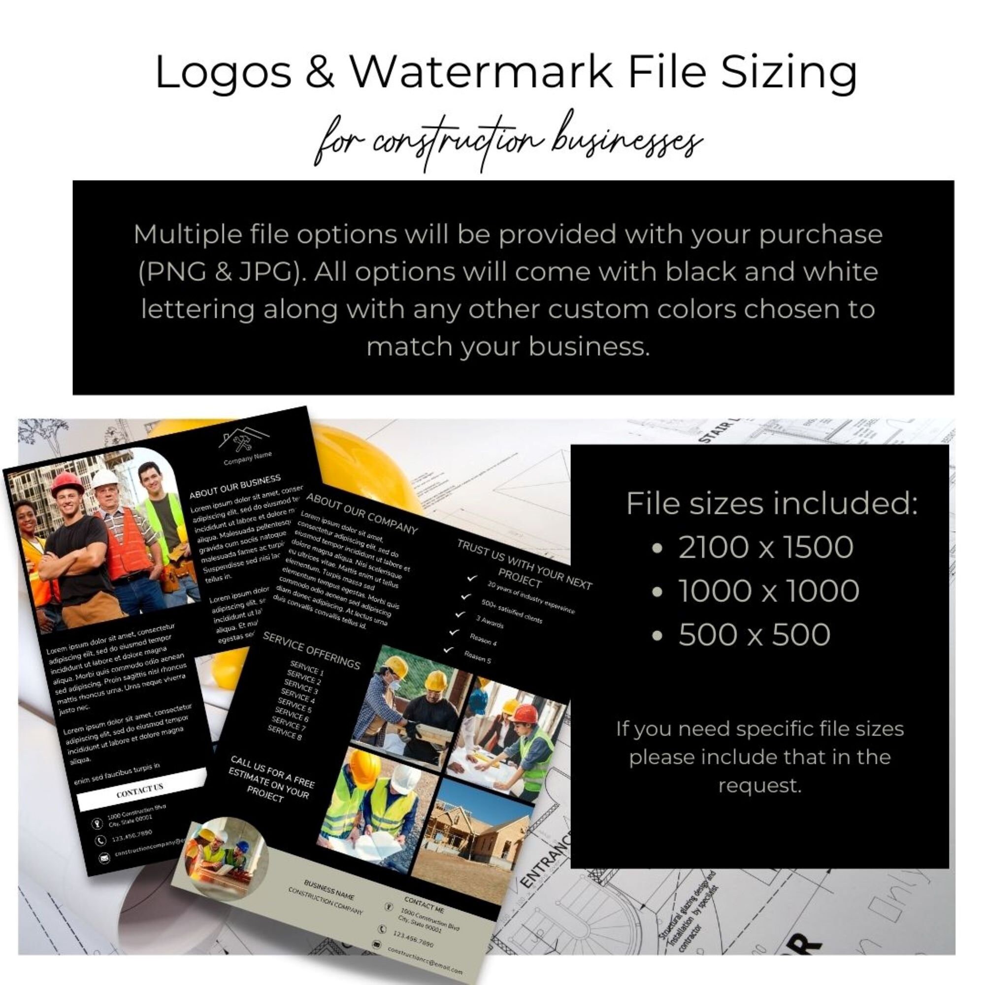 Contractor Logo & Watermark Package, Construction Logo, General ...