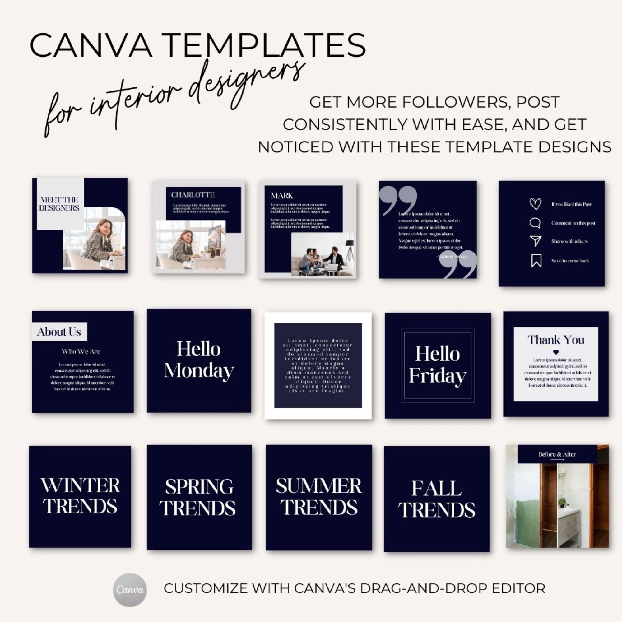 Interior Design Carousel Templates Interior Designer Post - Etsy
