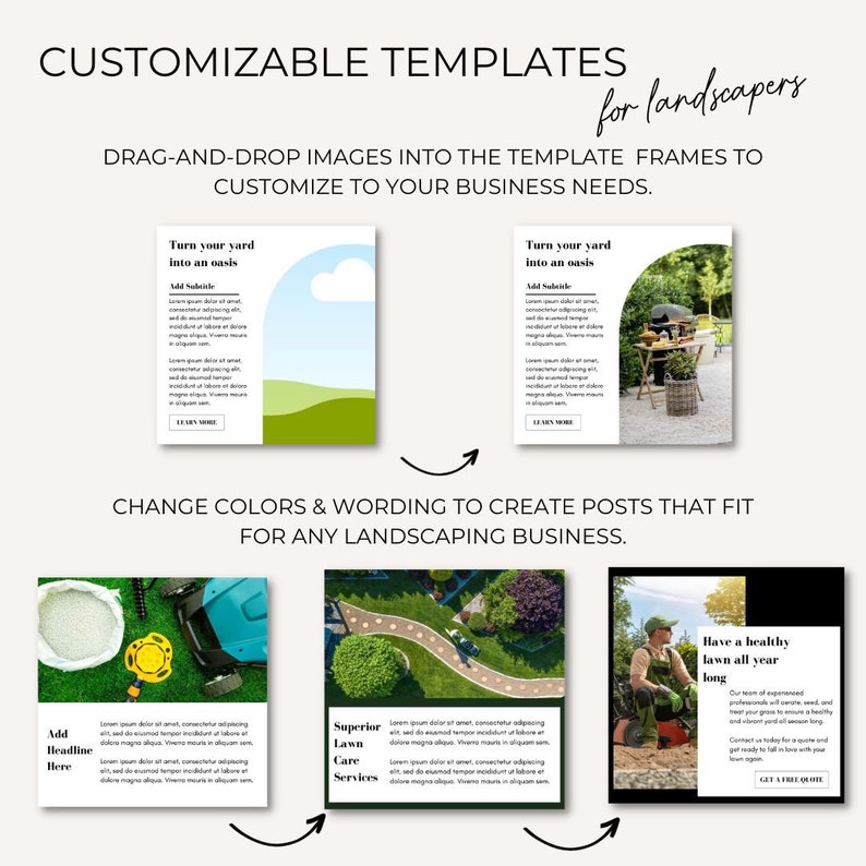 Landscaping Business Social Media Carousel Post Templates, Lawn Care ...