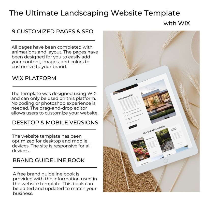 Wix Website Template for Landscaping Businesses, Landscaper Website Template for Wix, Lawn Care ...