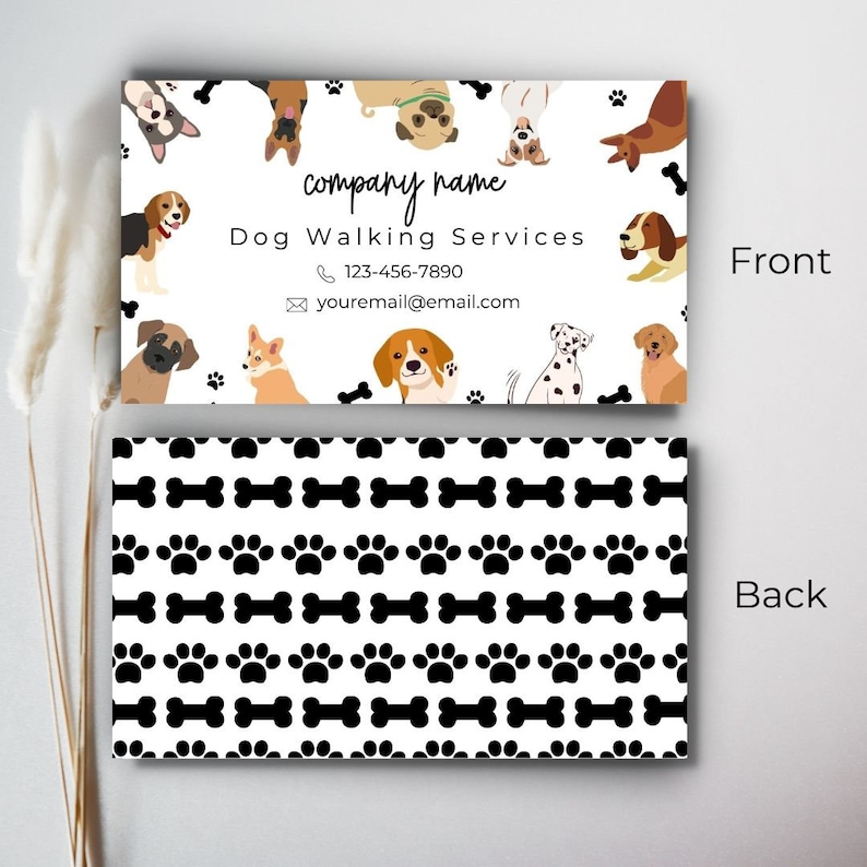 Dog Walker Business Card, Pet Sitting Business, Pet Boarding, Animal ...