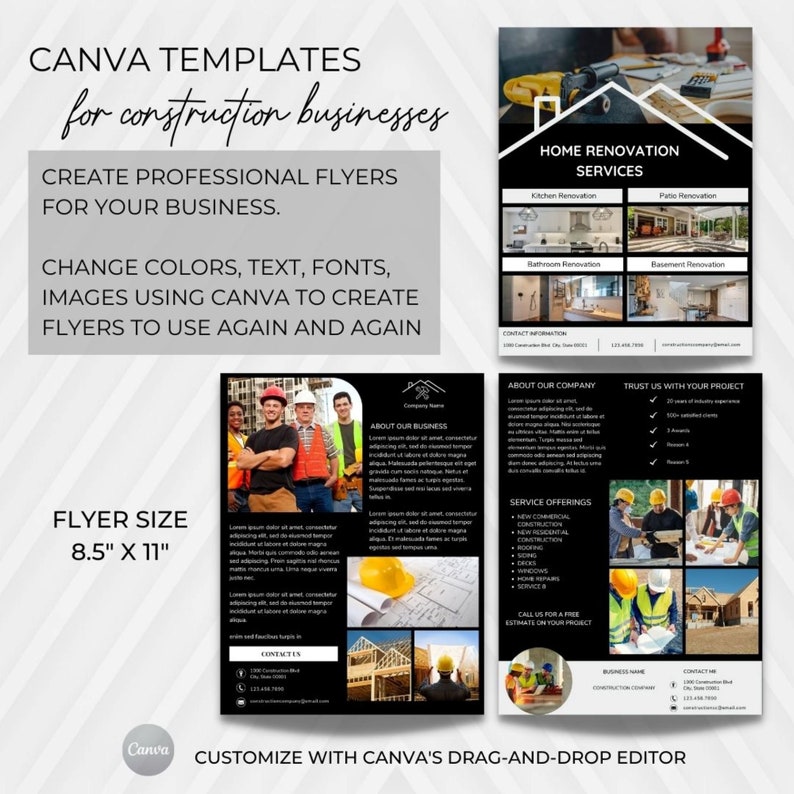 Construction Flyer Templates: Contractor, Handyman, Roofing (editable ...