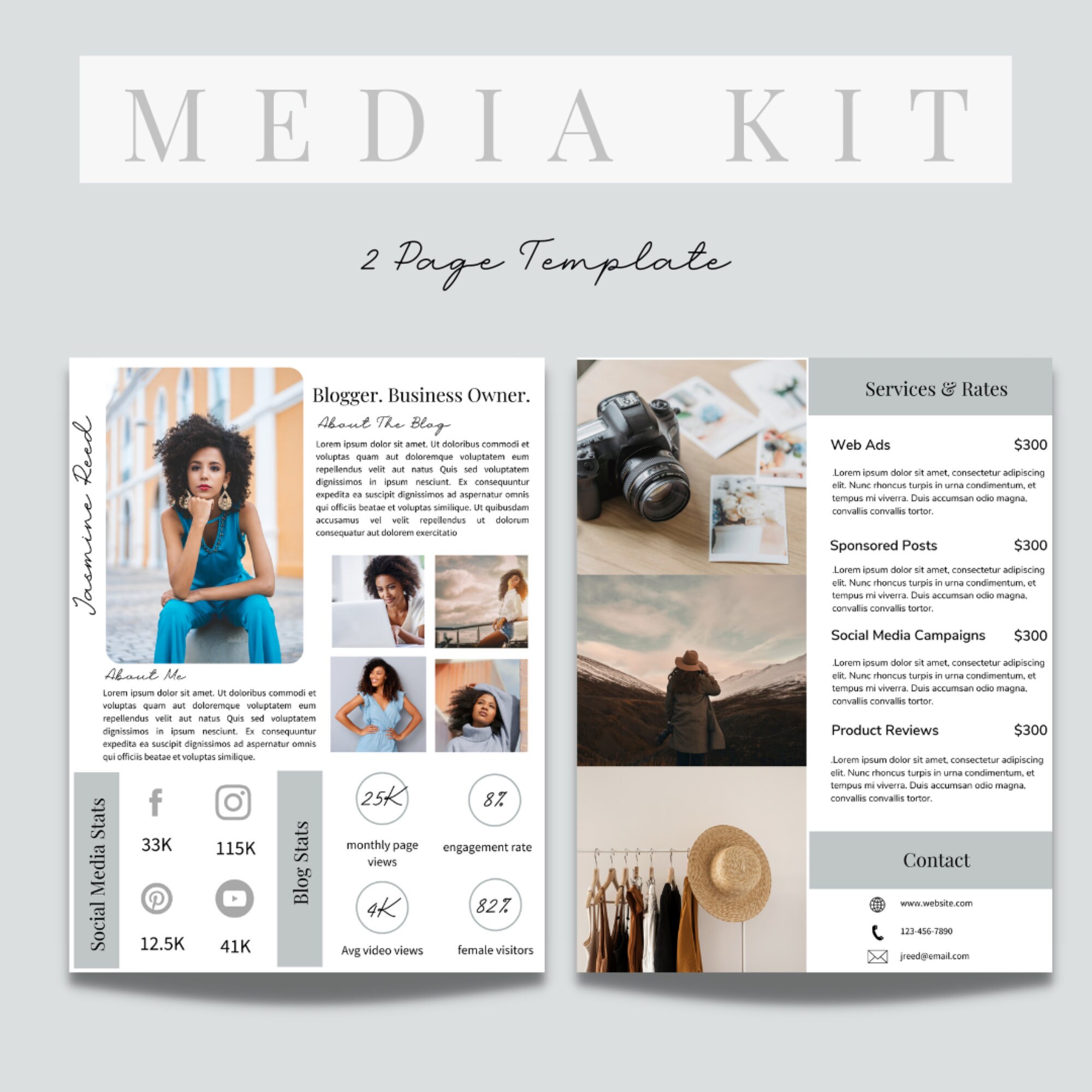 Influencer Media Kit, Blogger Marketing Toolkit, Press Kit, Company ...
