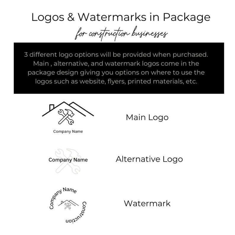 Contractor Logo & Watermark Package, Construction Logo, General ...