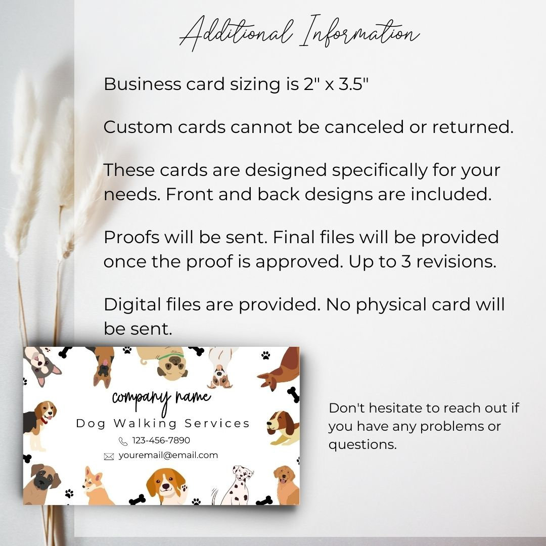 Dog Walker Business Card, Pet Sitting Business, Pet Boarding, Animal ...