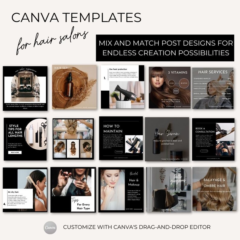 Hair Stylist Social Media Templates, Hair Salon Instagram and Facebook ...