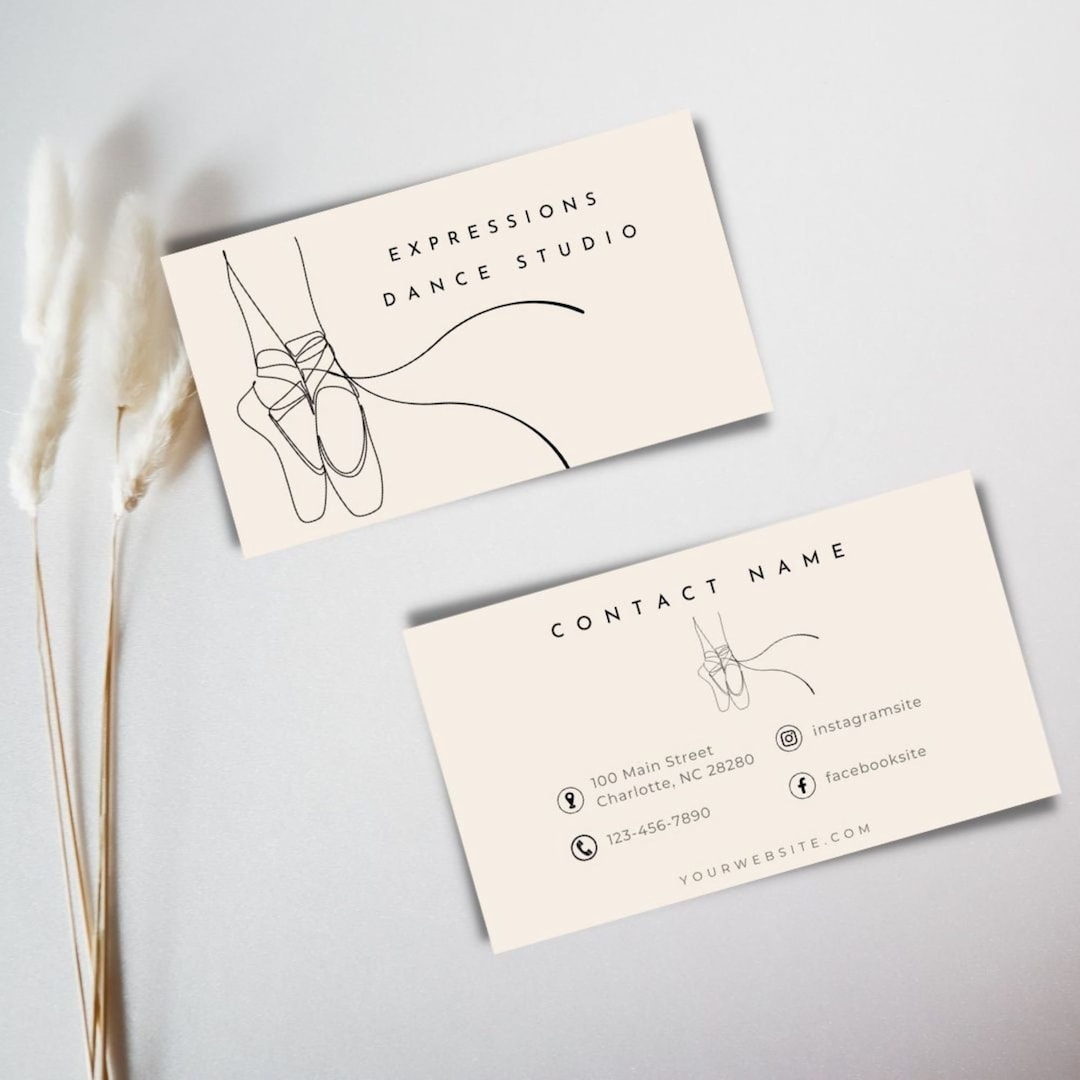 Ballet Studio Business Card Ballerina Card Dance Studio - Etsy