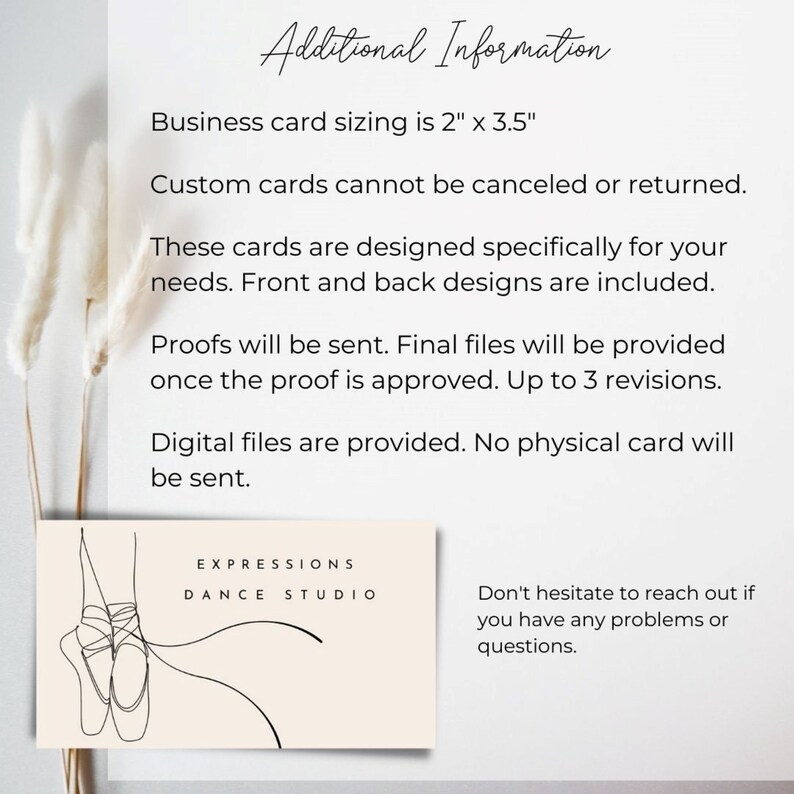 Ballet Studio Business Card Ballerina Card Dance Studio - Etsy