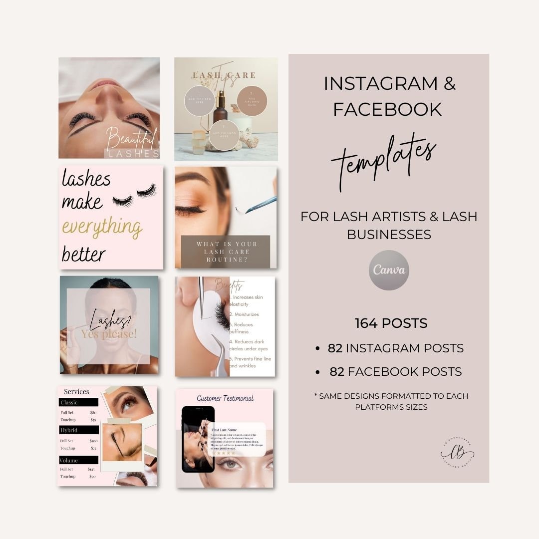 Lash Artist Social Media Carousel Post Templates, Eyelash Instagram ...