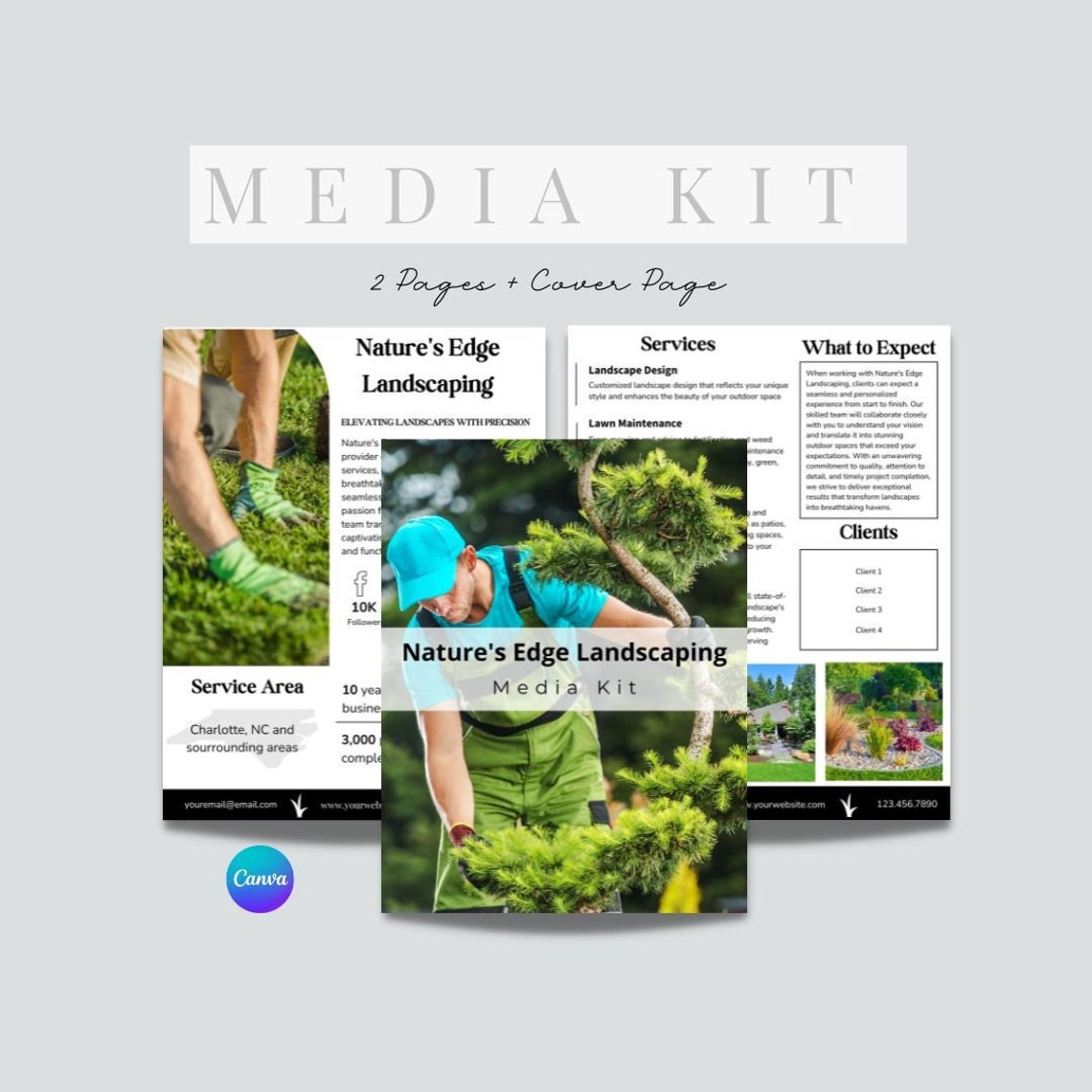 Lawn Care Media Kit: Landscaping Company Template (canva) - Etsy