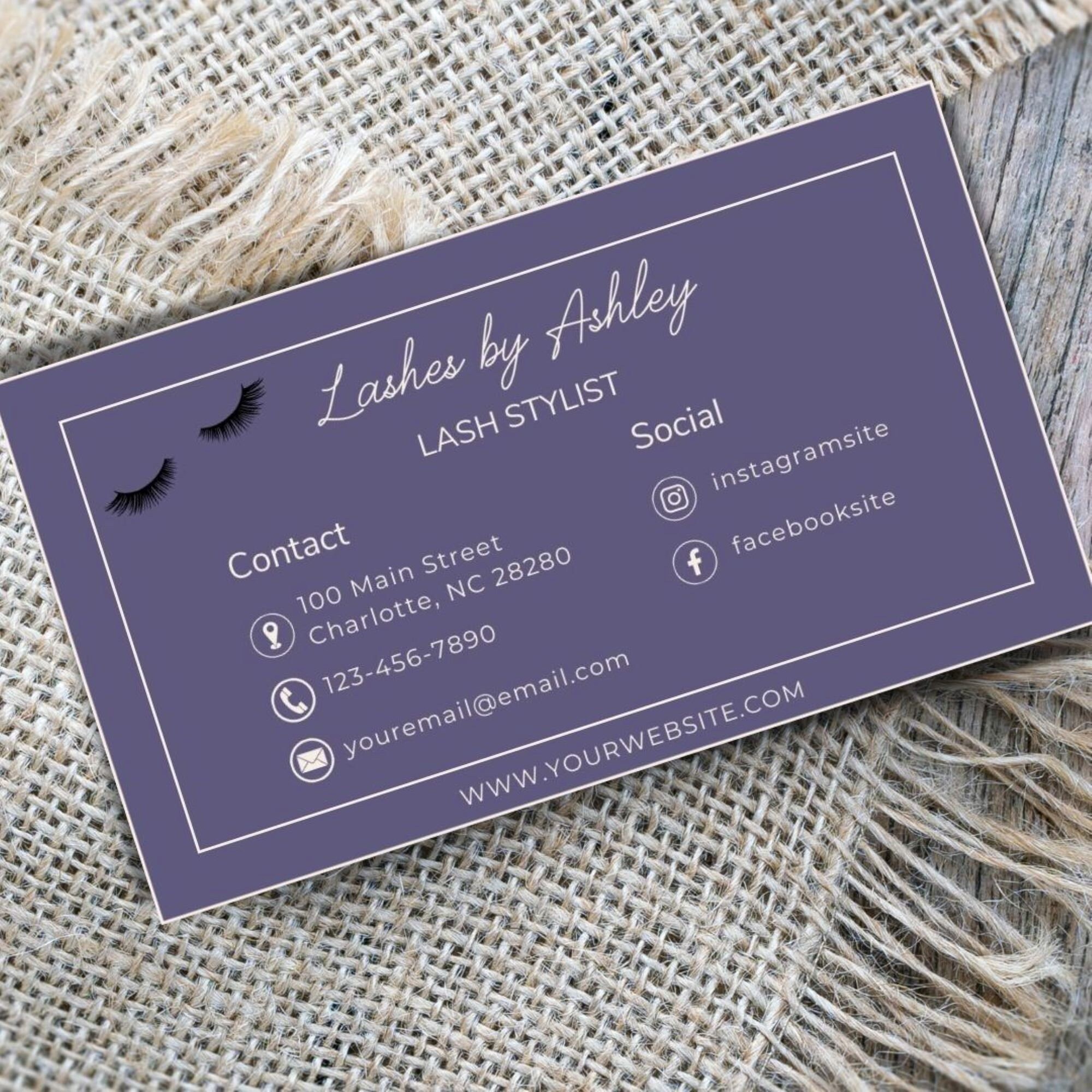 Eyelash Business Card Lashes Business Card Lash Artist Card - Etsy