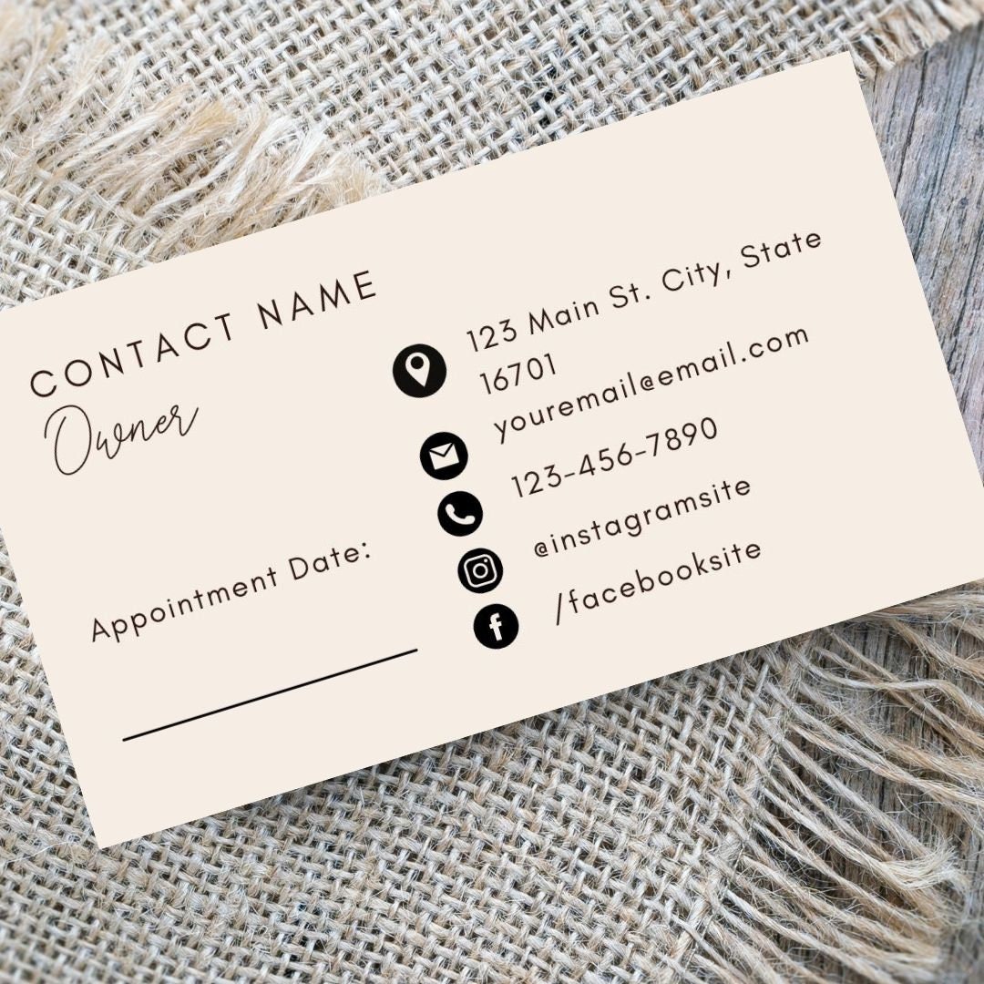Hair Salon Business Card, Business Card for Beauty Salon, Appointment ...