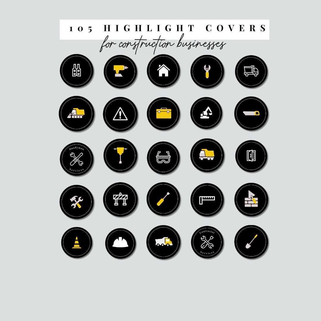 Construction Instagram Highlight Covers: Contractor Story Icons (105 ...
