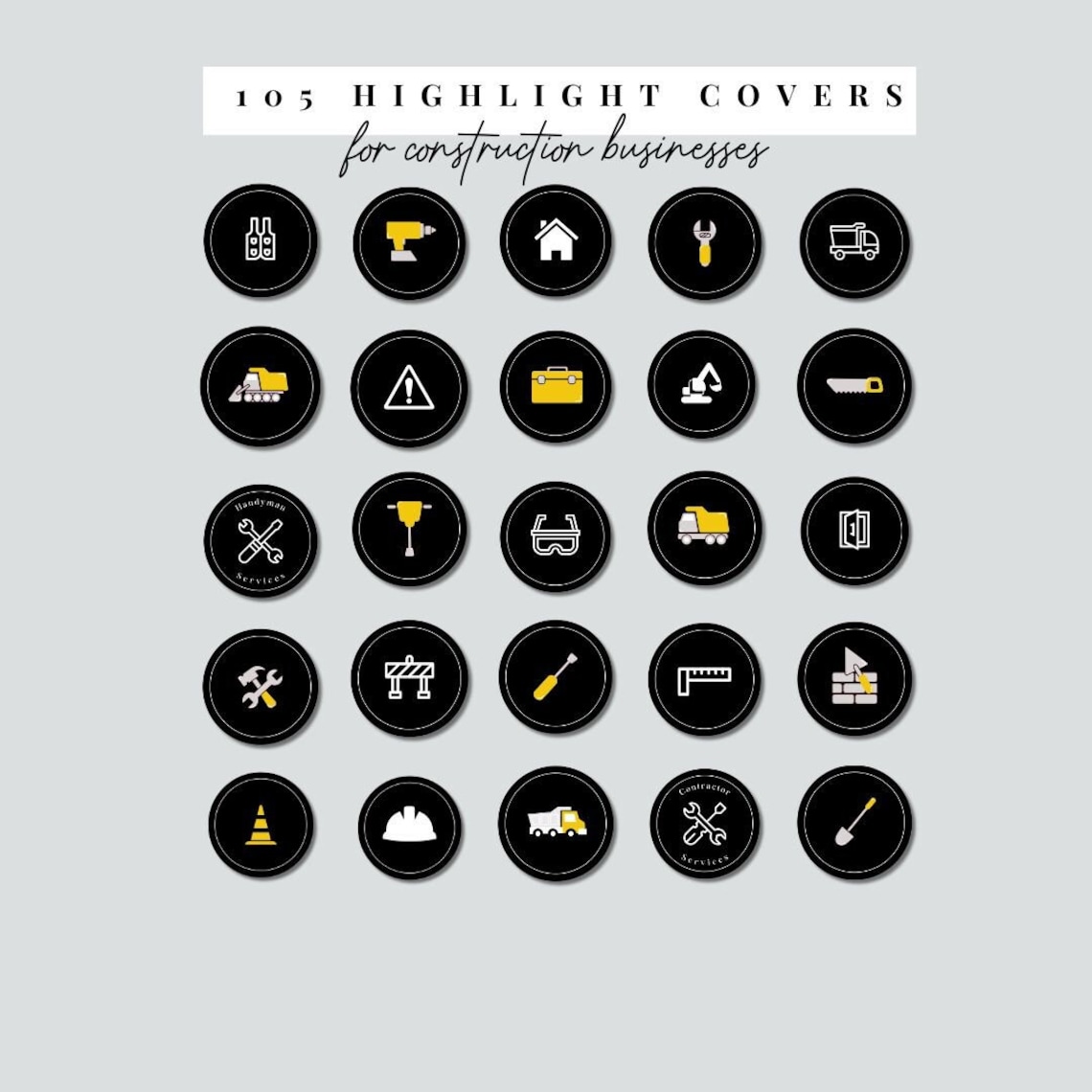 Construction Instagram Highlight Covers, General Contractor Story Icons ...