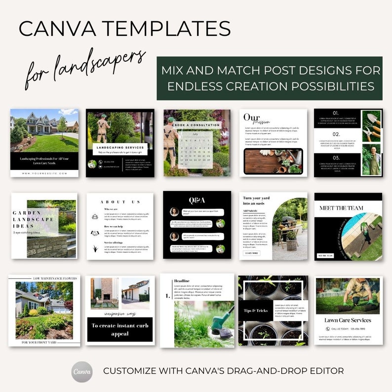 Landscaping Social Media Templates: Lawn Care Marketing (canva) - Etsy