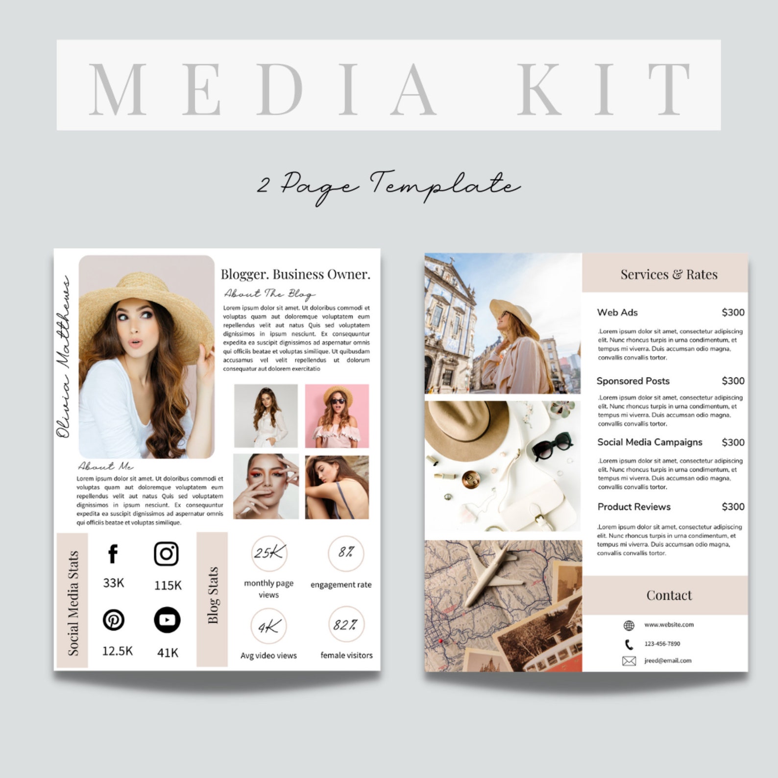 Influencer Media Kit Template: Editable Canva Design - Etsy