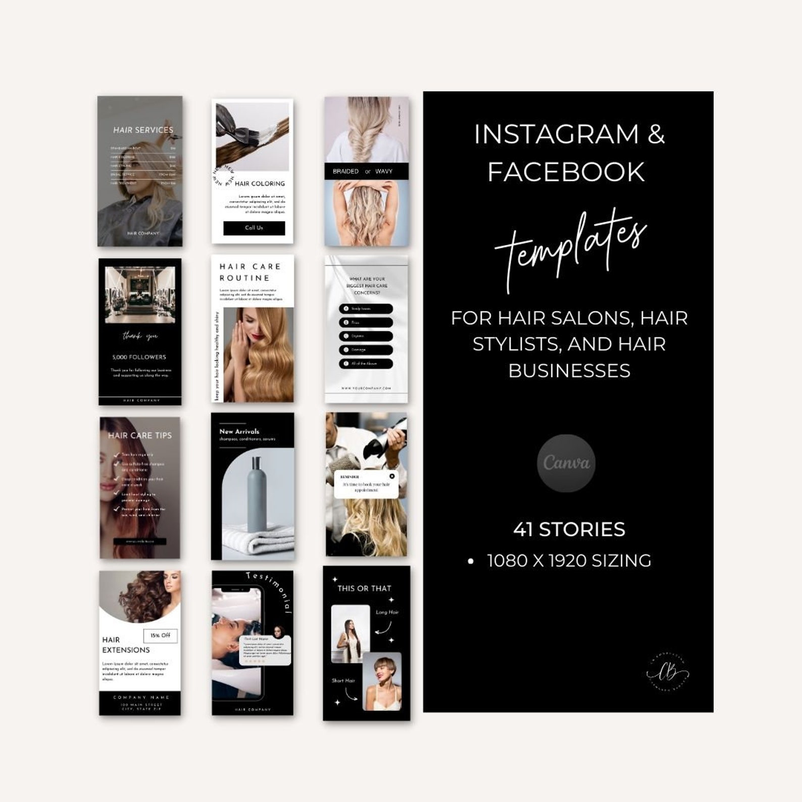 Hair Stylist Social Media Story Templates, Hair Salon Instagram Stories ...