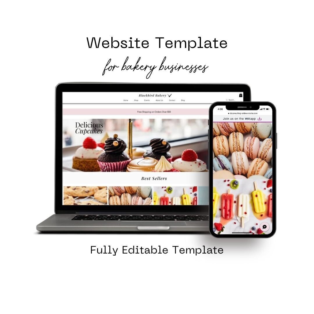 Website Template for Bakery Business, Online Bakery Website, Website for Pastry Shop, Editable ...