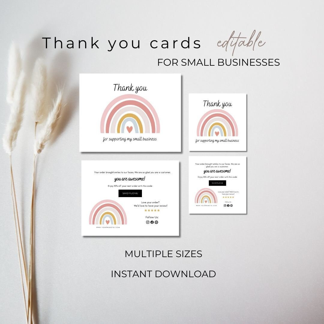 Rainbow Order Package Card for Small Business, Printable Package Insert ...