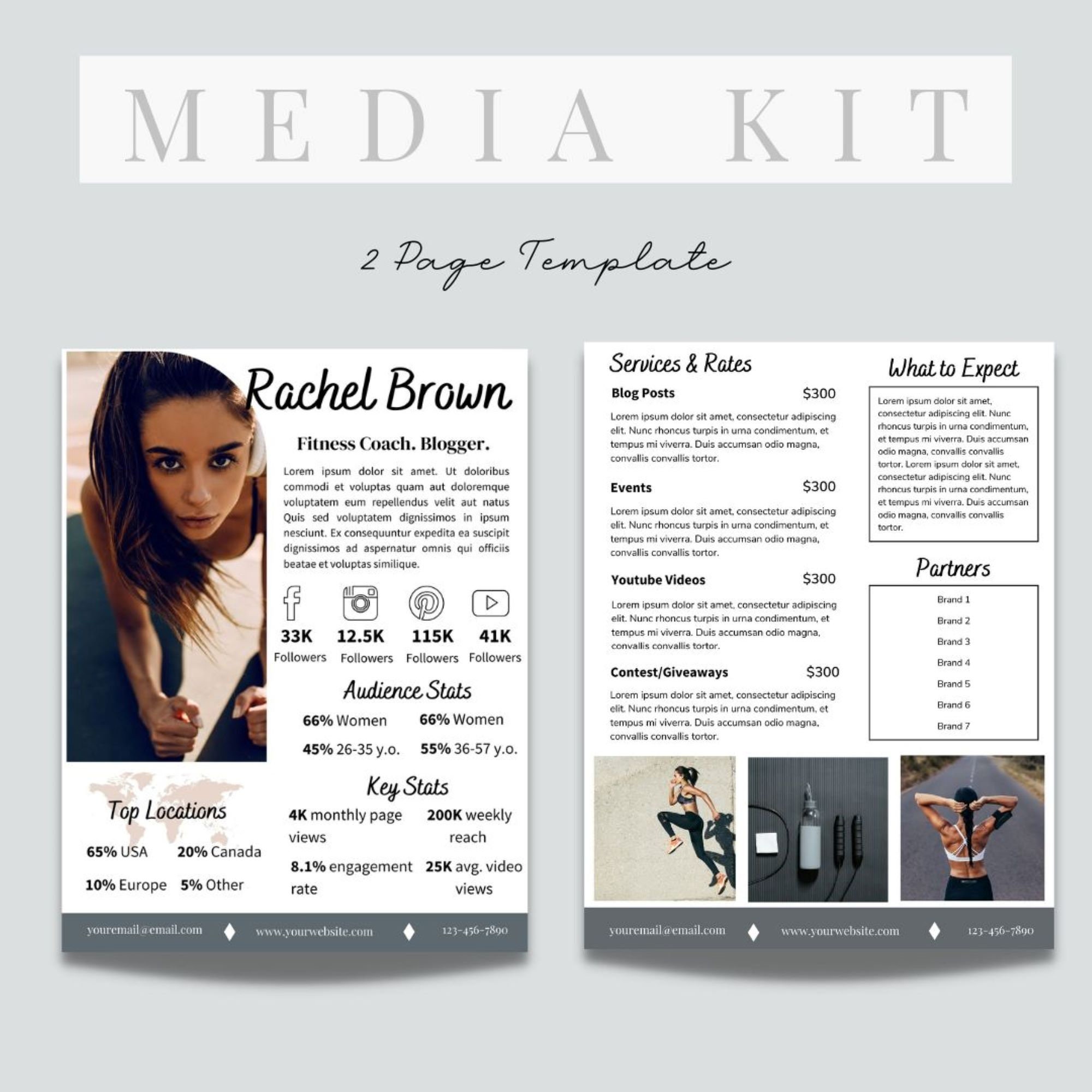Fitness Influencer Media Kit Template: Canva Press Kit (2 Page) - Etsy