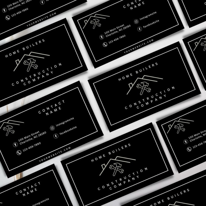 Custom Construction Business Card, General Contractor Card, Handyman ...