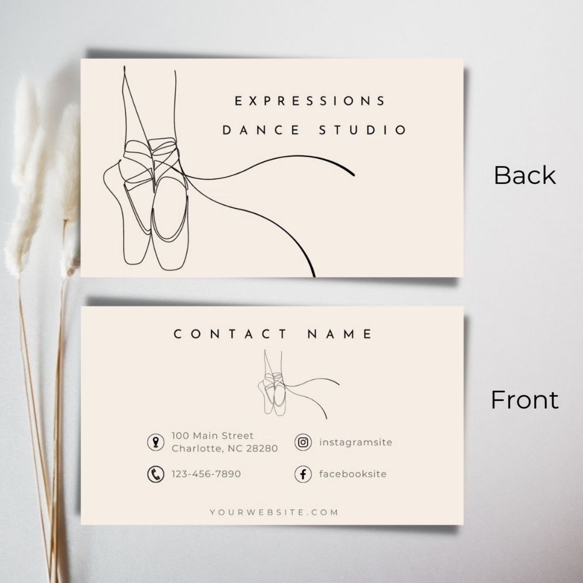 Ballet Studio Business Card Ballerina Card Dance Studio - Etsy