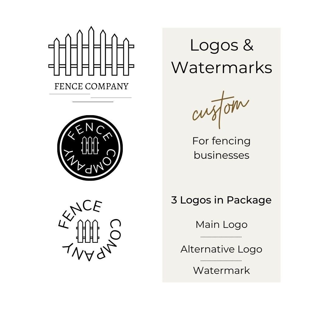Fence Business Custom Logo & Watermark Package, Fence Logo, Fence ...