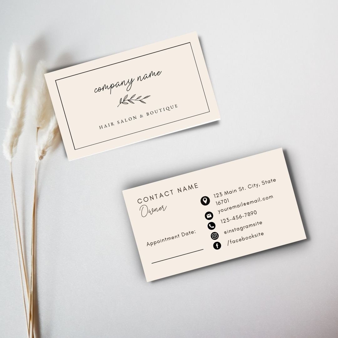Hair Salon Business Card, Business Card for Beauty Salon, Appointment ...