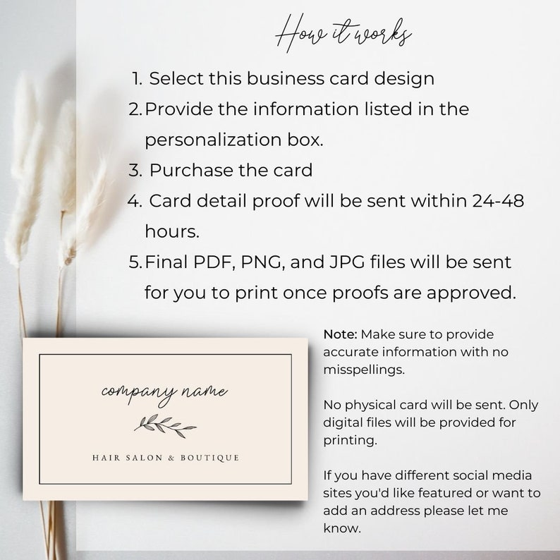 Hair Salon Business Card, Business Card for Beauty Salon, Appointment ...