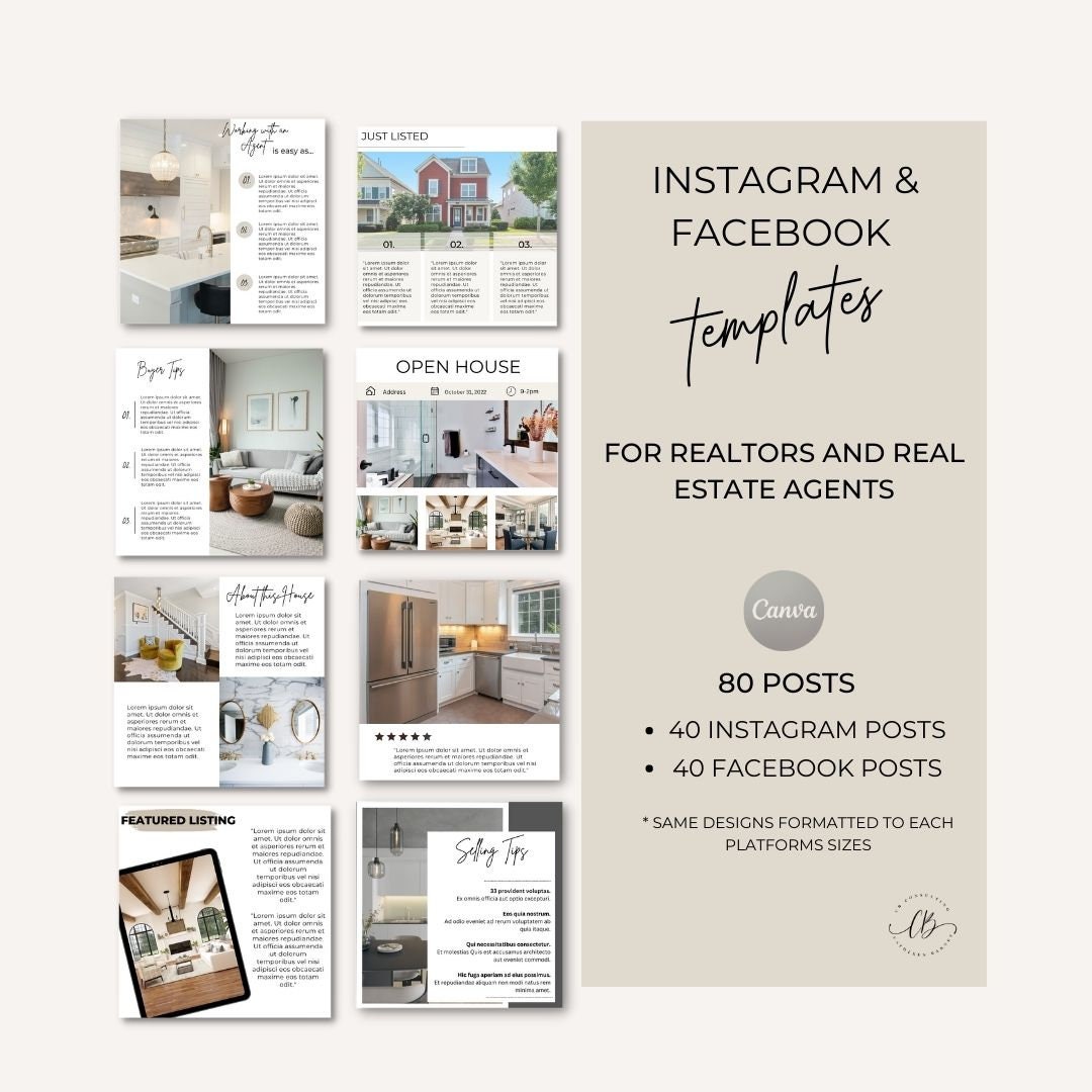 Real Estate Social Media Carousel Post Templates, Real Estate Instagram ...