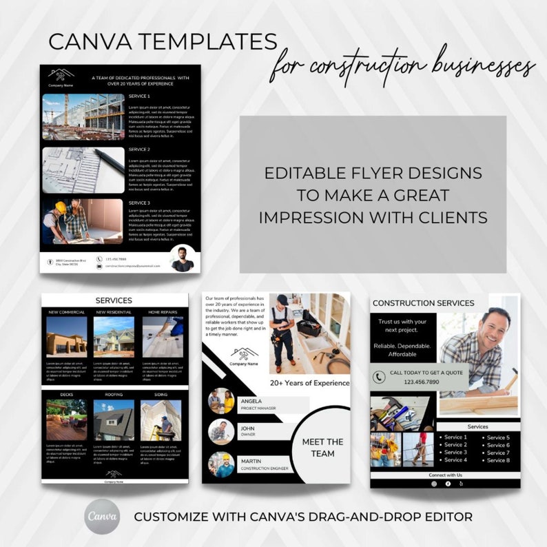 Construction Flyer Templates: Contractor, Handyman, Roofing (editable ...