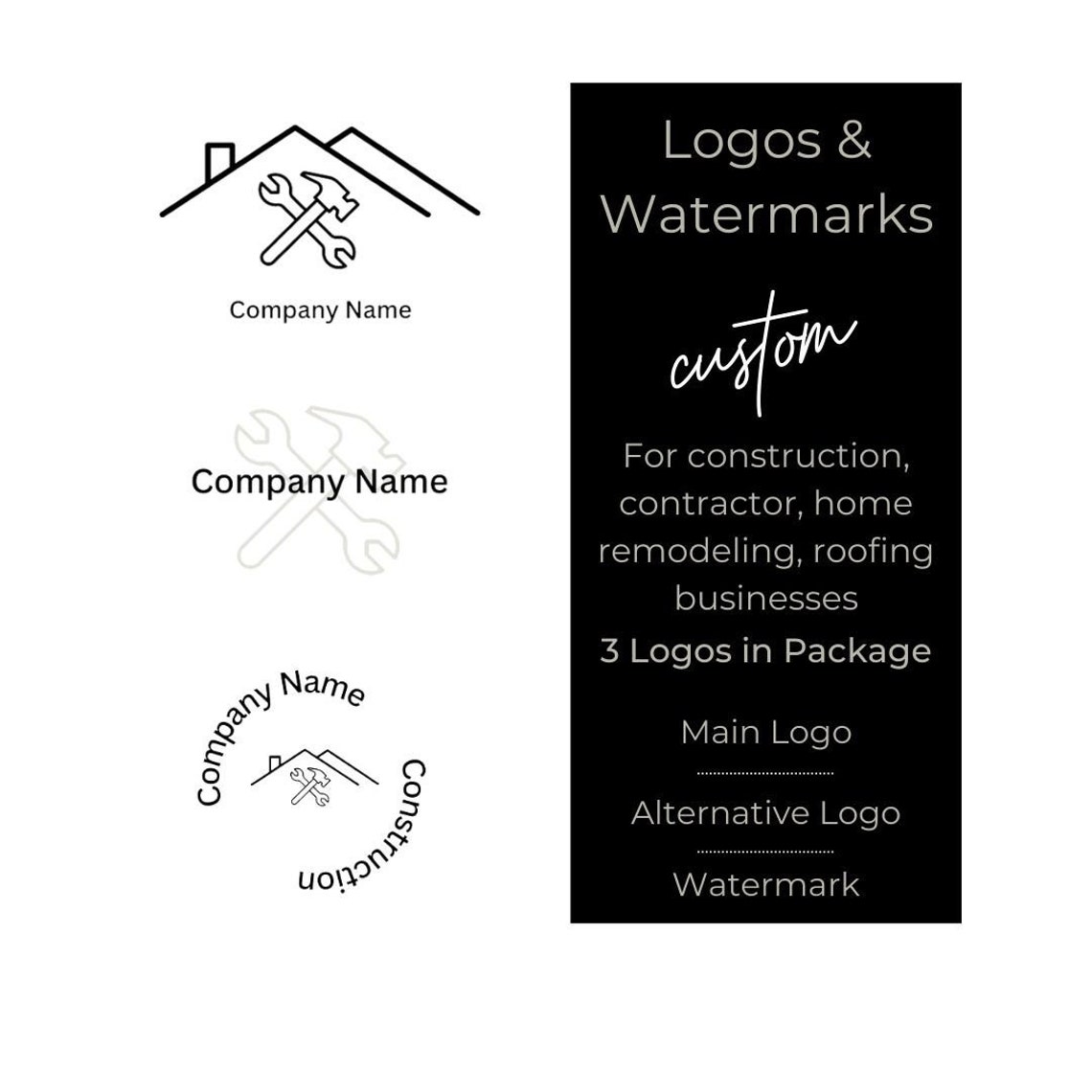 Contractor Logo & Watermark Package, Construction Logo, General ...
