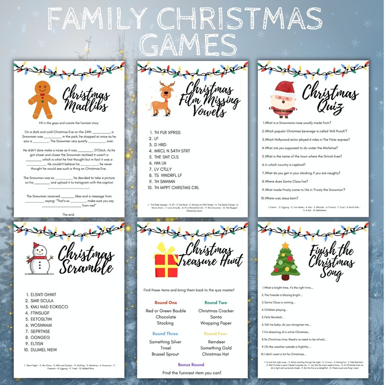 Printable Christmas Family Game Bundle - Etsy