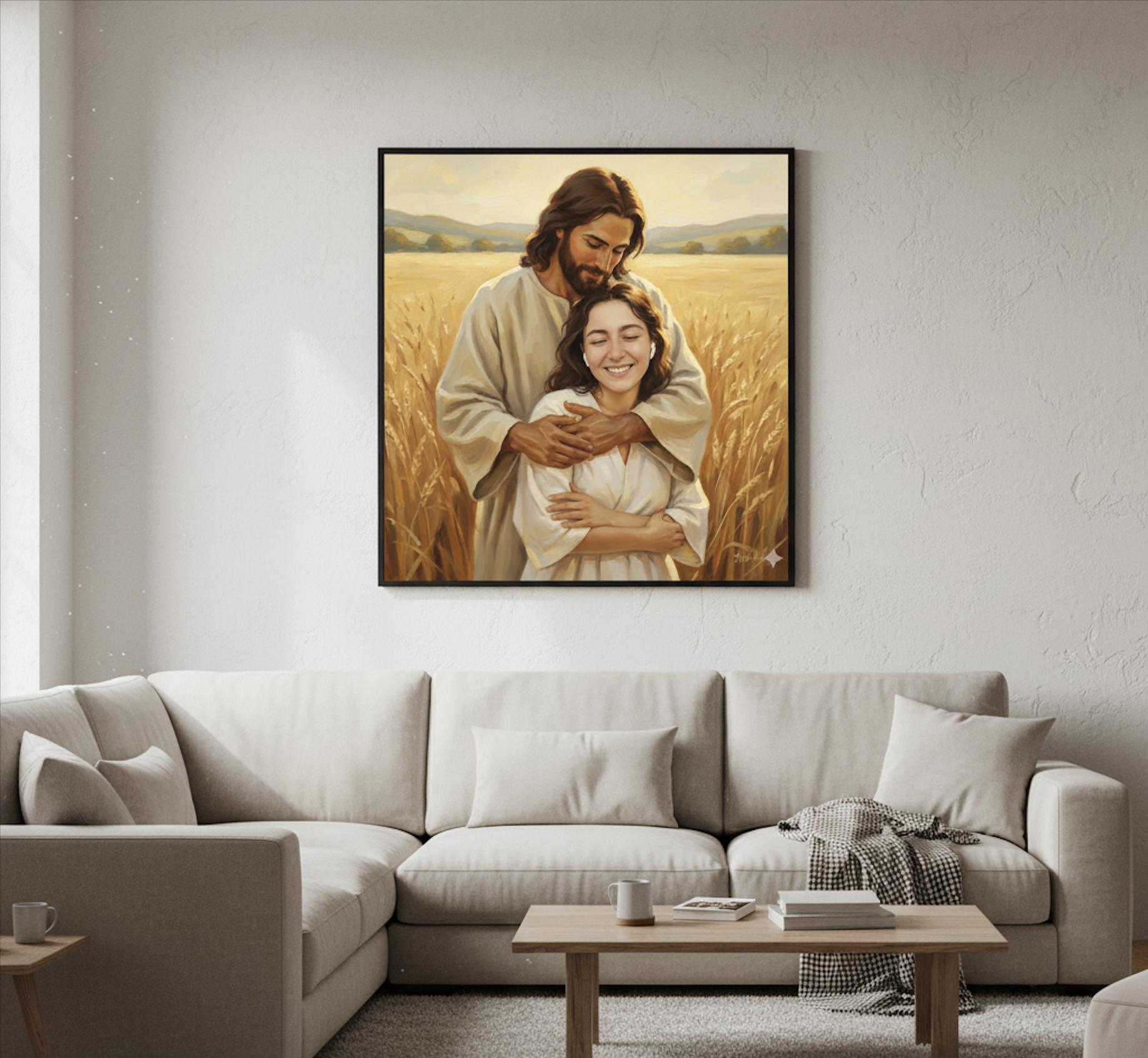 Custom Jesus Embrace Portrait: Personalized Christian Artwork (digital ...
