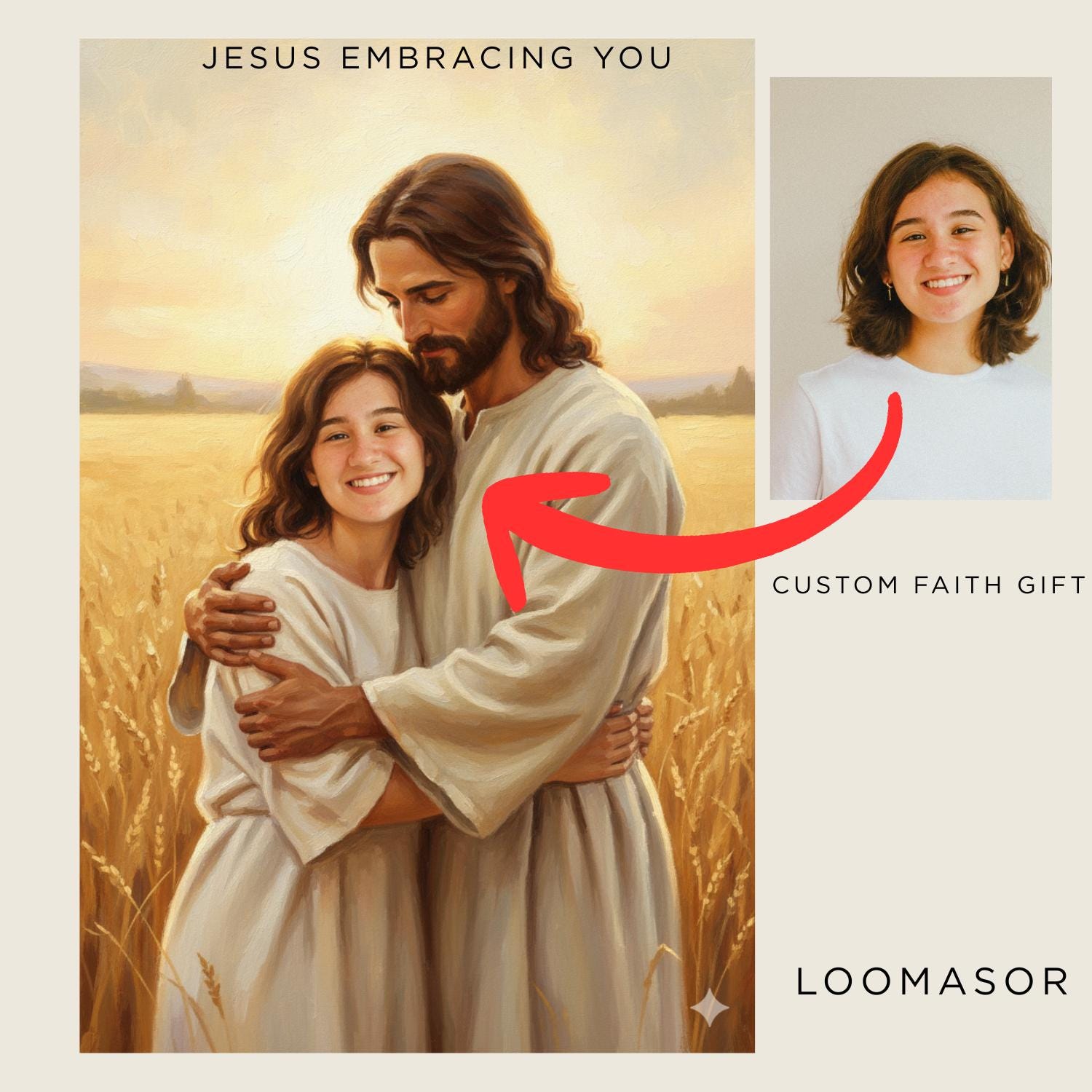 Custom Jesus Embrace Portrait: Personalized Christian Artwork (digital ...