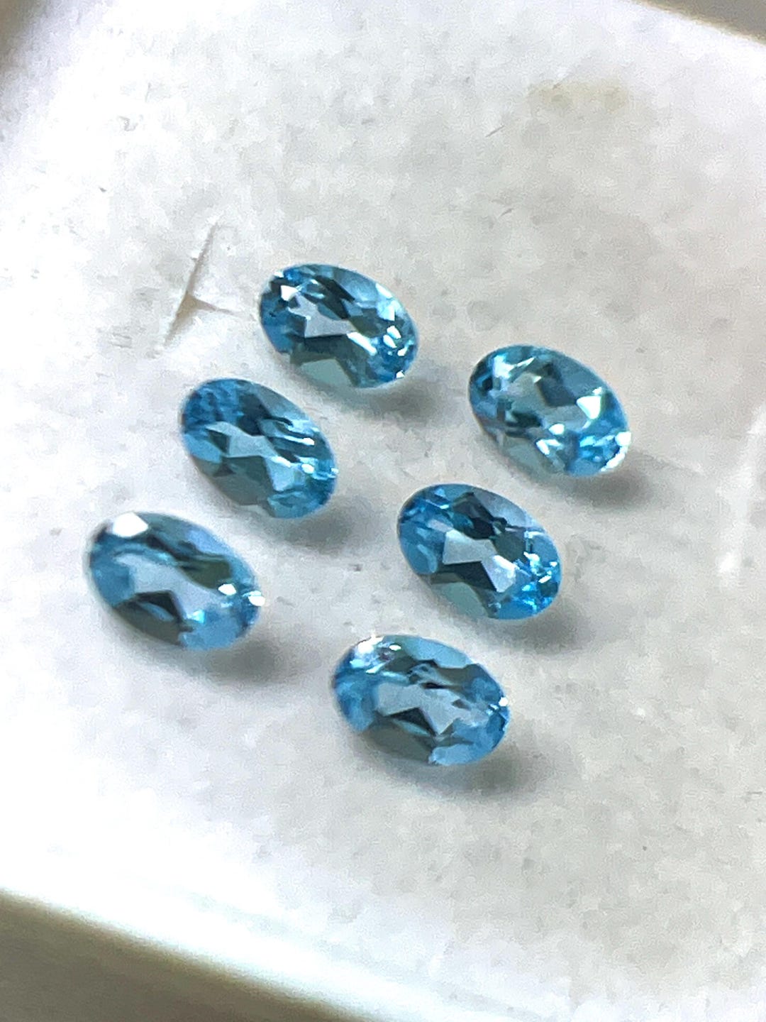 Sky Blue Topaz Gemstones: Oval Faceted 6x4mm, 3.50 Carat Set (6 Pieces ...