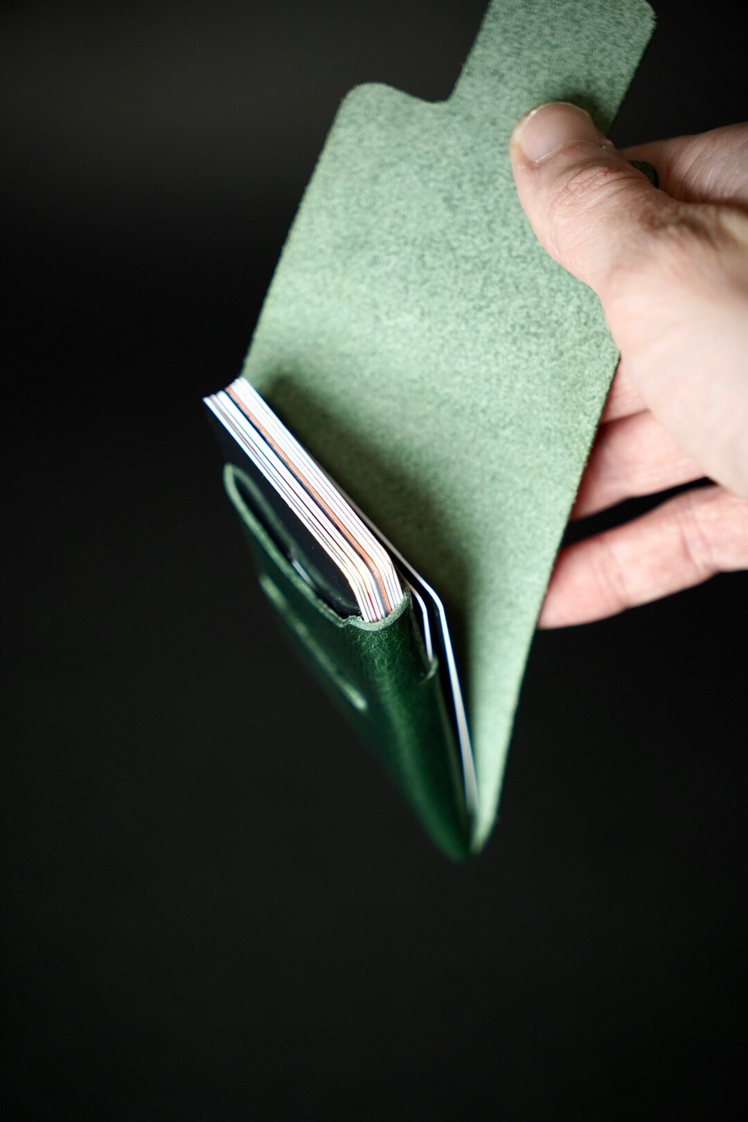 Minimalist Leather Card Holder, Holds Over 12 Cards, Cash, Receipts - Etsy
