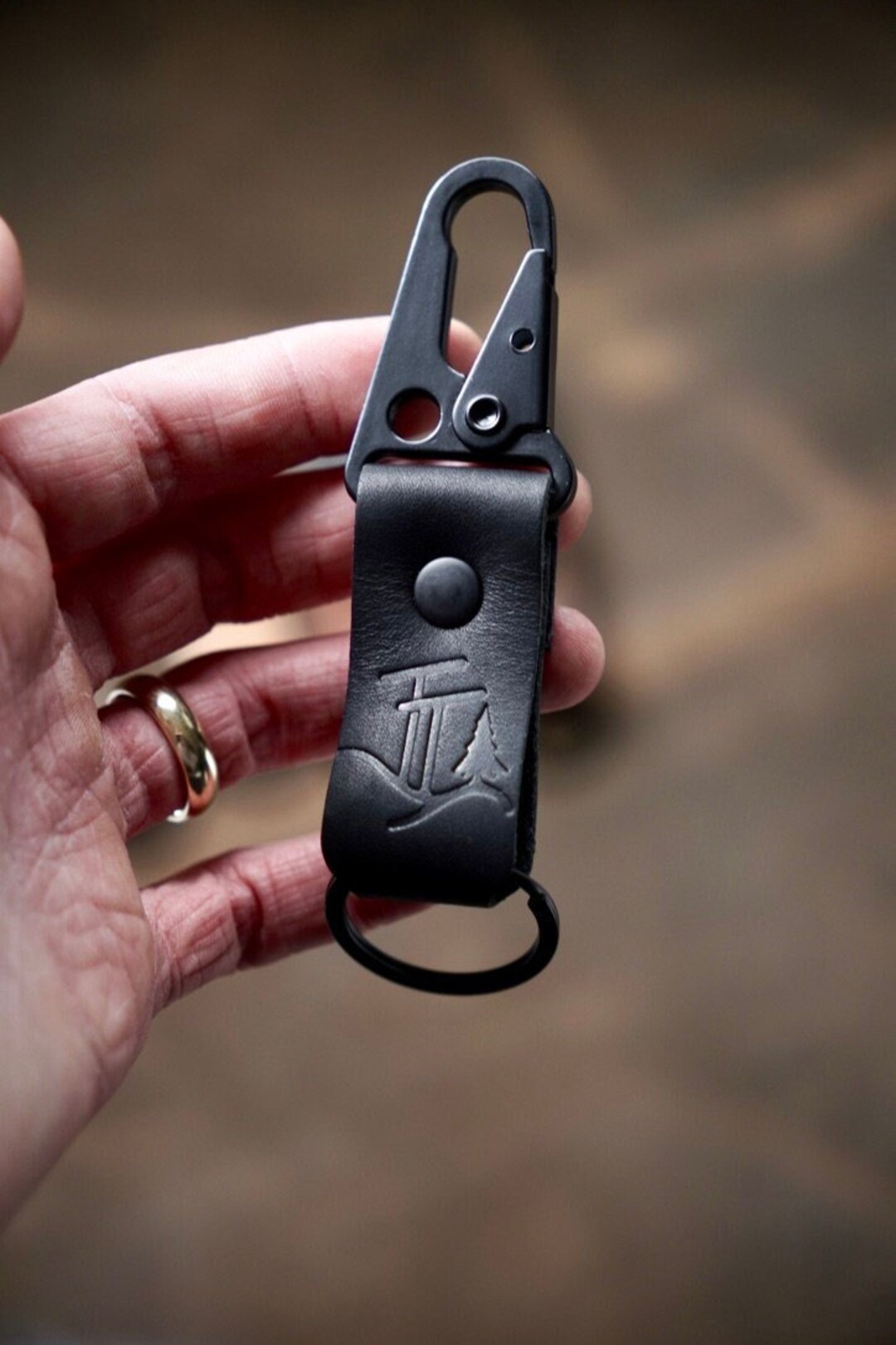 Matte Black Personalized Leather Keychain - Etsy