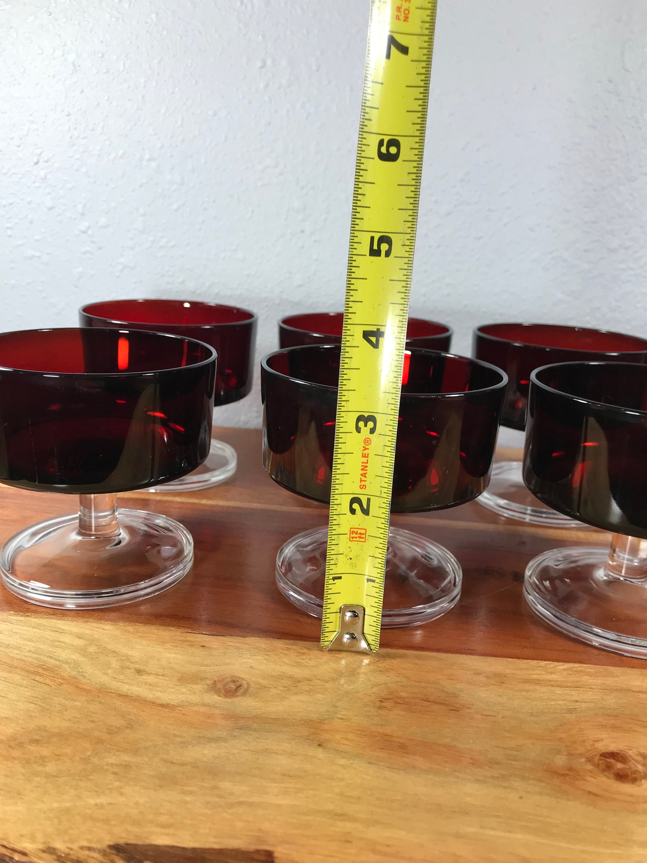 Luminarc Ruby Red With Clear Footed Stem Short Sherbet Ice Cream ...