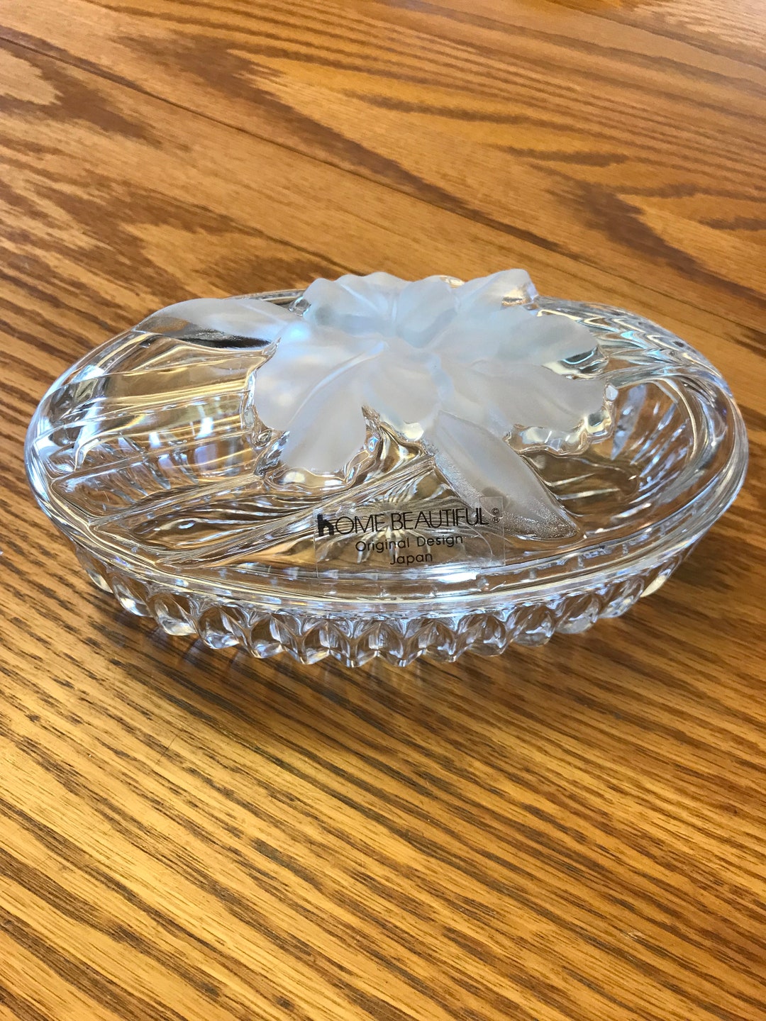 Mikasa Studio Nova Home Beautiful Oval Shaped Box Frosted Crystal Iris ...