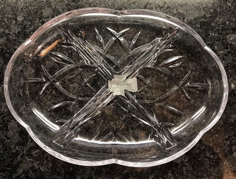Gorham Lady Anne Clear Crystal Etched Oval 4 Part Relish Hostess ...