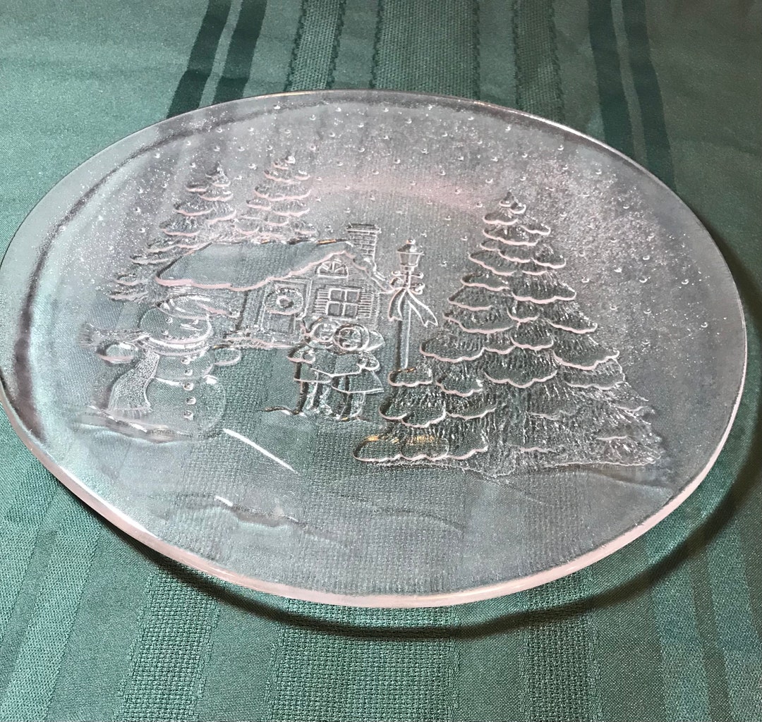 Libbey Holiday 12.75 Round Glass Platter Christmas Winter - Etsy
