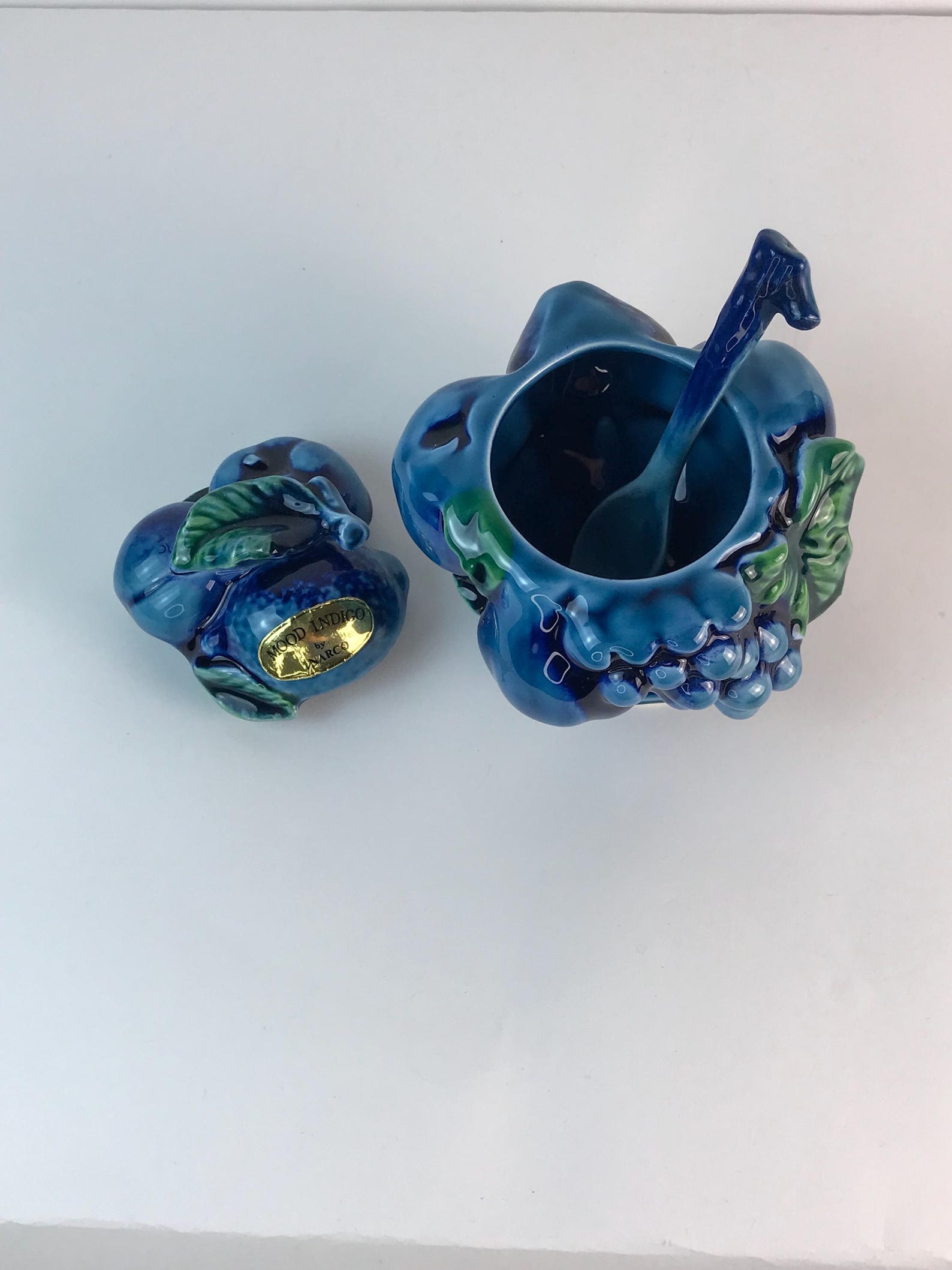 Inarco Mood Indigo Blue Green Sugar Bowl With Spoon Kitchen Dishes ...
