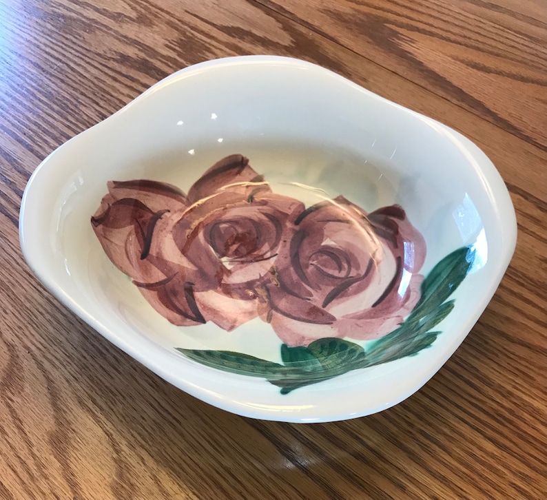 Red Wing Pottey Hand Painted Rose Pitcher Serving Bowl Dish Display ...